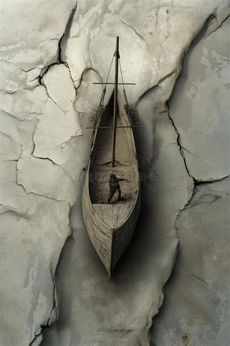 Ai Generator Image Of Ship Sailing Through A Sea Of Concrete Stock