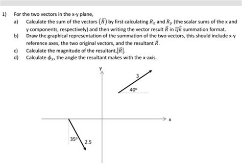 Solved For The Two Vectors In The X Y Plane A Calculate Chegg Com