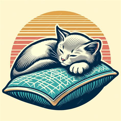 Cat Sleeping On A Pillow Cartoon Vector Illustration Premium Ai