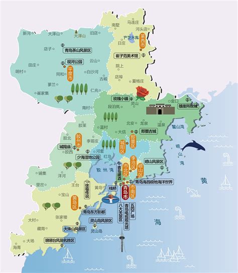 山东省青岛市旅游地图高清版山东地图初高中地理网