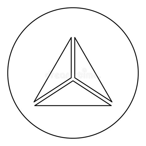 Pyramid Shape Triangle View From Above Sacred Geometry Icon In Circle Round Black Color Vector