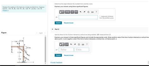 solved determine the angle between the resultant force and