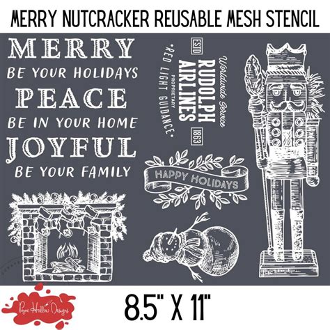 Merry Nutcracker Stencil Reusable Mesh Stencil 8 5 X 11 Diy Chalk Paste