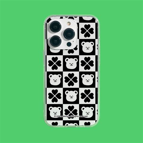 빠른배송 젤리 캘리베어 클로버 체커보드 블랙 심플 아이폰케이스 젤리 투명 실리콘 아이폰 11 12 13 미니 14 15 16 Xs X Xr Se2 Se3 7 8