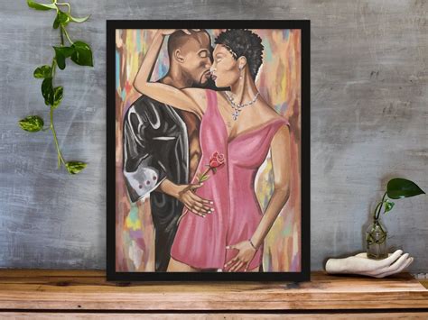 Black Love Canvas African American Wall Art Couple Romance Framed Print