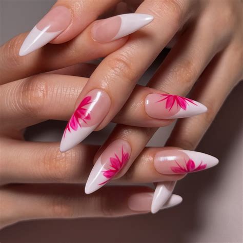 Kat On Instagram Pink Lily Nails Inspo Merelimtiek Flowernails