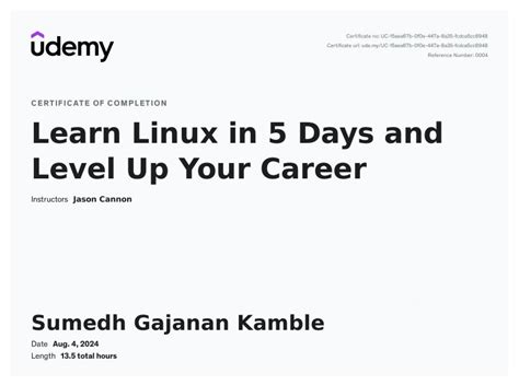 Completed Linux Course On Udemy Sumedh Kamble Posted On The Topic