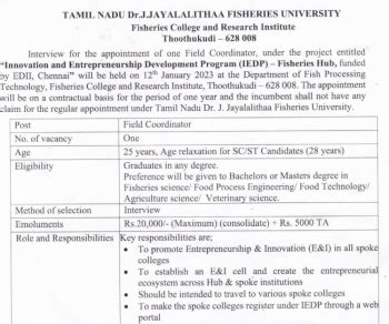 TNJFU Recruitment 2023 Field Coordinator Posts Tnjfu Ac In PuzzlesHuB