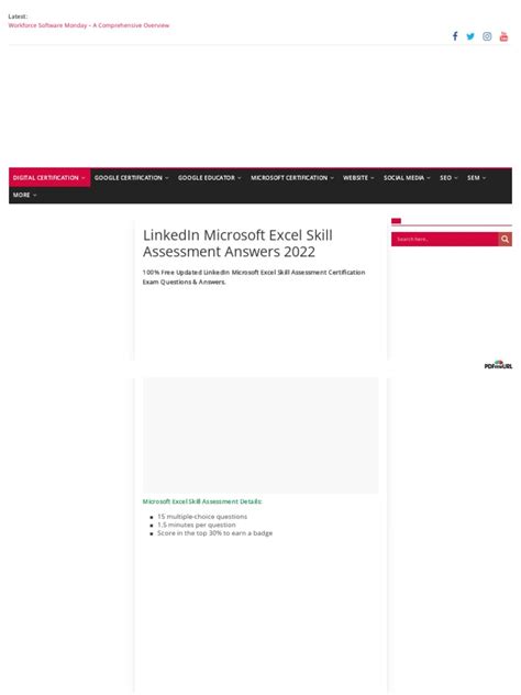 Certificateland Com Linkedin Microsoft Excel Skill Assessment Answers Pdf