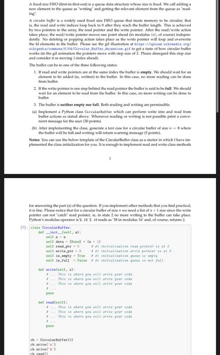 Solved A Fixed Size Fifo First In First Out Is A Queue