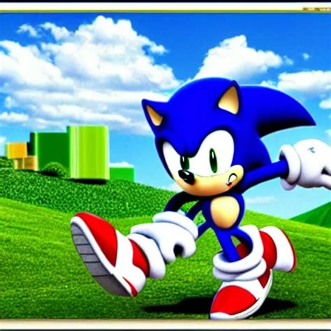 KREA Sonic The Hedgehog Running On The Windows XP Bliss Wallpaper