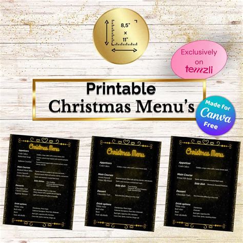 Christmas Menu Template Canva Free Editable Christmas Menu Template