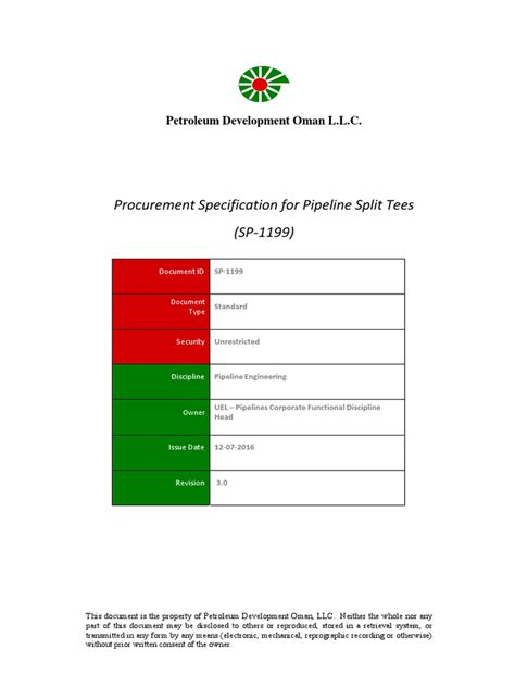 Sp 1199 V 3 Procurement Specification For Pipeline Split Tees