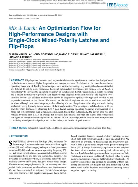 PDF Mix Latch An Optimization Flow For High Performance Designs With Single Clock Mixed