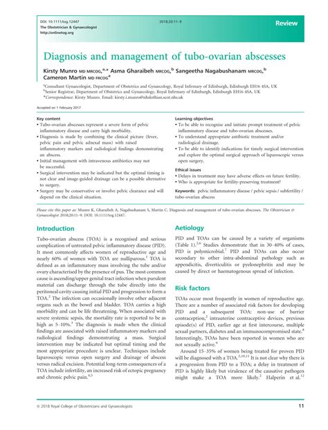 Solution Diagnosis And Management Of Tubo Ovarian Abscesses Enhanced