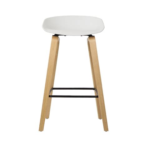 Artiss Set Of 2 Wooden Backless Bar Stools White