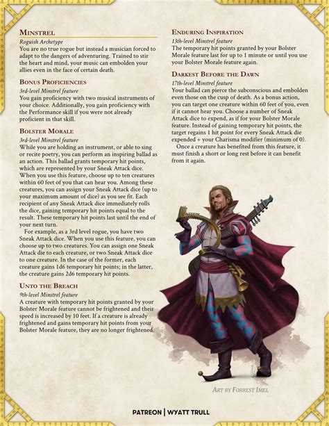 Roguish Archetype The Minstrel For Those That Wish To Inspire