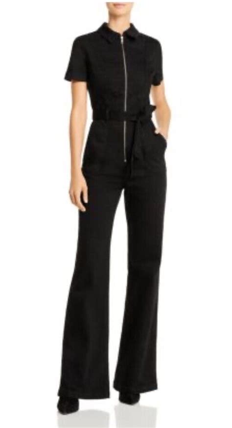 Alice Olivia Gorgeous Wide Leg Black Denim Jumpsuit Gem