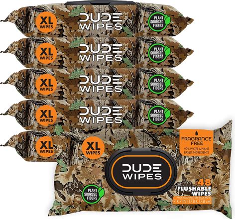 Dude Wipes Flushable 8 Pack 384 Count Fragrance Free Extra Large Adult Wet