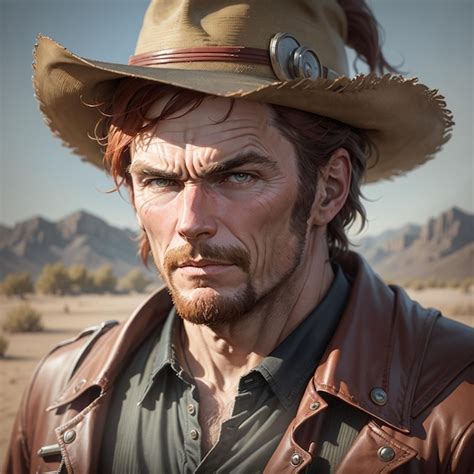 Premium Ai Image A Close Up Of A Redhaired Man Wearing A Hat And A