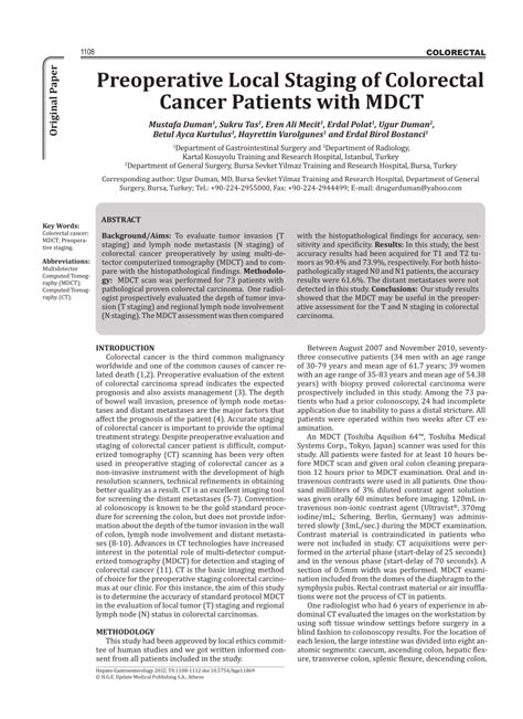 Pdf Preoperative Local Staging Of Colorectal Cancer Patients With Mdct
