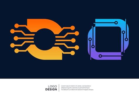 Conjunto De Desenho Do Logotipo Da Ligação De Dados Digitais Com A