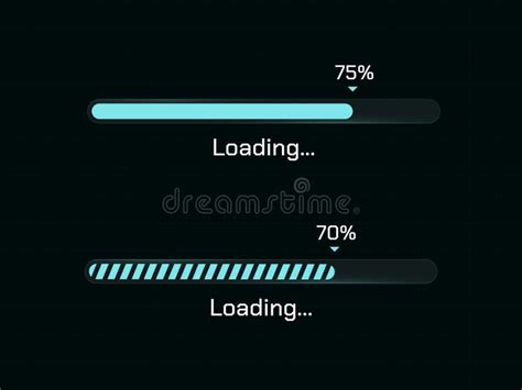 Minimalist Progress Bar Ui Showing Task Completion Percentage On Black Background Stock
