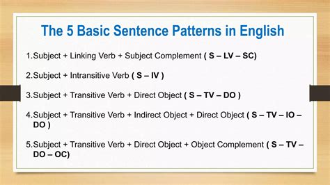 5 Basic Sentence Patterns Pptx Desserts And Baking Food And Drink