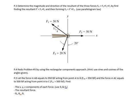 Solved P 3 Determine The Magnitude And Direction Of The Resultant Of