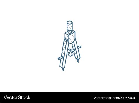 Precision Compass Isometric Icon 3d Line Art Vector Image