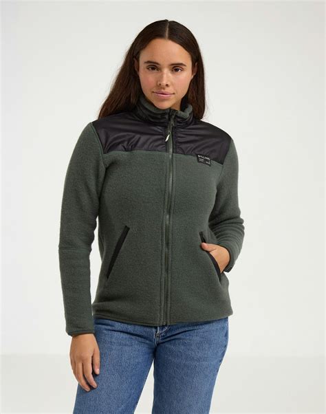 Womens Merino Wool Fleece Jacket Forest Green