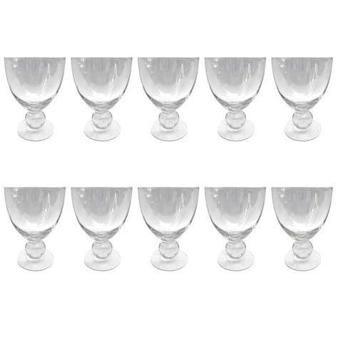 Set Of Ten Blown Glass Wine Goblets At 1stdibs