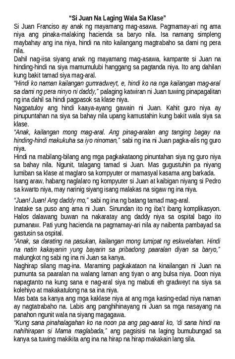 Si Juan Na Laging Wala Sa Klase “si Juan Na Laging Wala Sa Klase” Si