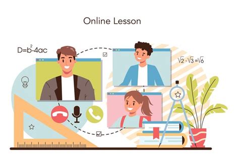 Professor Dando Uma Aula Online Por Videochamada Vetor Premium