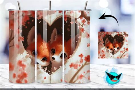 V Day Chibi Fox Couple Tumbler Wrap Pack Bundle · Creative Fabrica