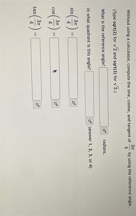 Solved Without Using A Calculator Compute The Sine Chegg