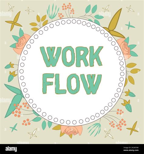 Sign Displaying Work Flow Word Written On Continuity Of A Certain Task To And From An Office Or