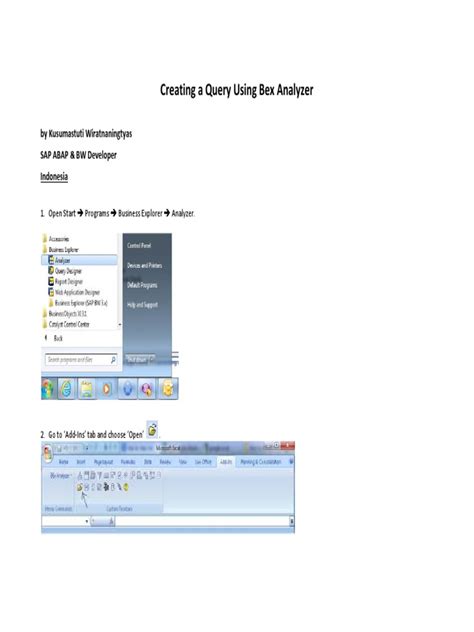 Pdf Creating A Query Using Bex Analyzer Dokumentips