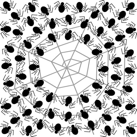 Spiders On Cobweb Circular Frame Border Halloween Greeting Cards Copy