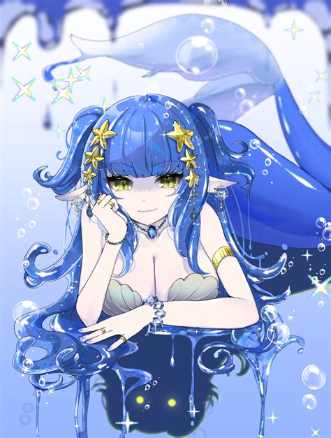 E Ri Ka 006 Original 1girl Air Bubble Bikini Blue Hair Blunt