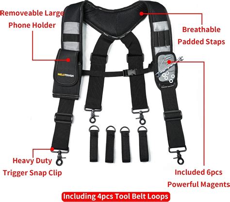 Melo Tough Tool Belt Suspenders Construction Work Suspenders With