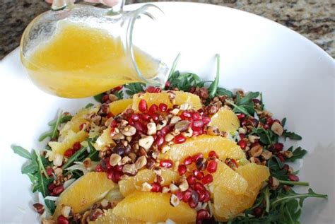 Orange Fennel Arugula Salad With Pomegranates And Candied Hazelnuts