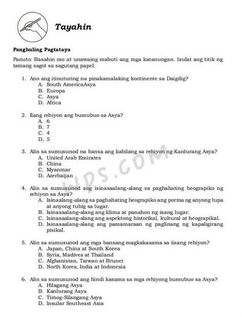 Panuto Basahing Mabuti Ang Mga Katanungan At Isulat Ang Titik Ng