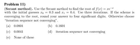 solved problem 11 secant method use the secant