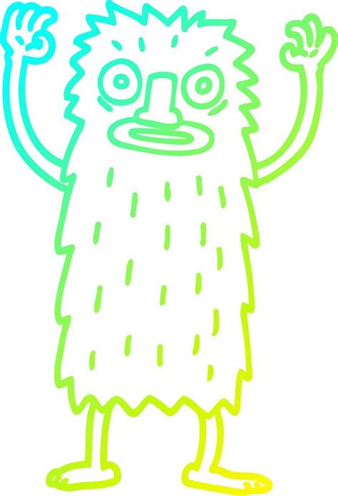 dessin de ligne de gradient froid monstre yéti de dessin animé 9945817