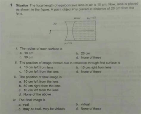The Position Of Image Formed Due To Refraction Through First Surface Is