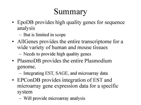 From EpoDB To EPConDB Adventures In Gene Expression Databases Ppt
