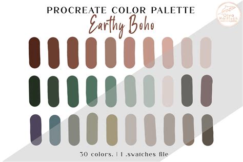 Boho Procreate Color Palette Muted Earthy Procreate Swatches By Olya Haifisch Thehungryjpeg