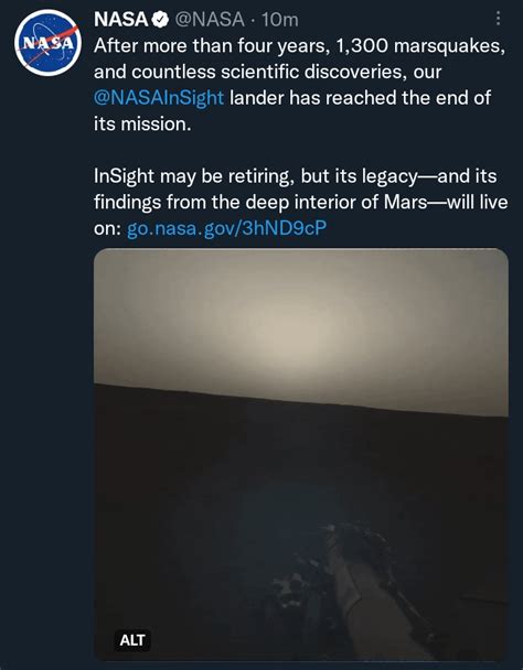 The Mars Insight Lander Has Officially Fallen Silent Rspacexmasterrace