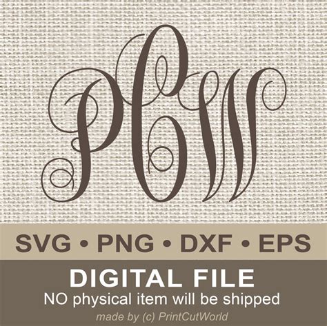 Curly Monogram Svg Monogram Font Cutting File Dxf Curly Etsy